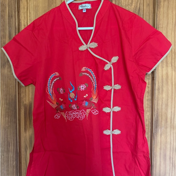 no brand | Tops | Red Embroidered Chinese Tunic Top | Poshmark